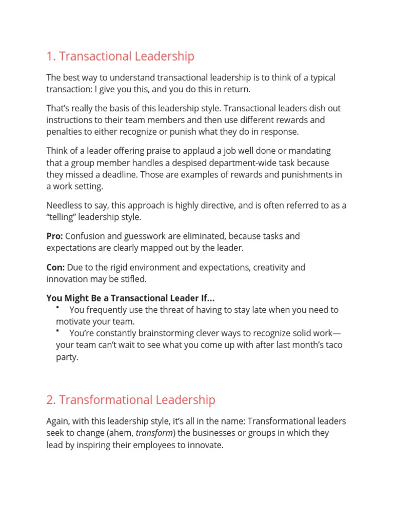 MANAGEMENT LEADERSHIP STYLES | PDF