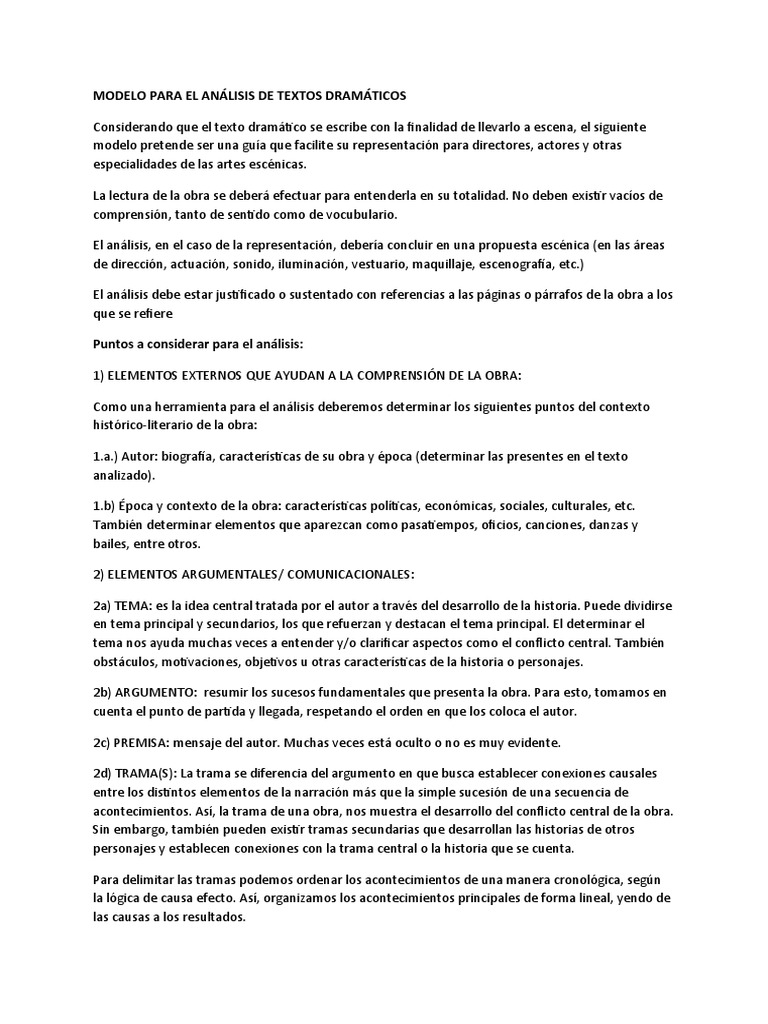 MAC-Modelo Análisis Texto Dramático | PDF | Trama (narrativa) | Narración