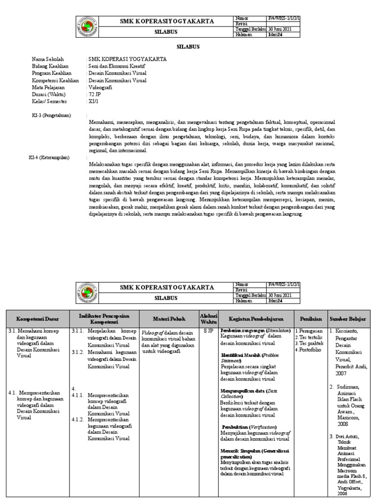 Silabus Videografi Xi | PDF