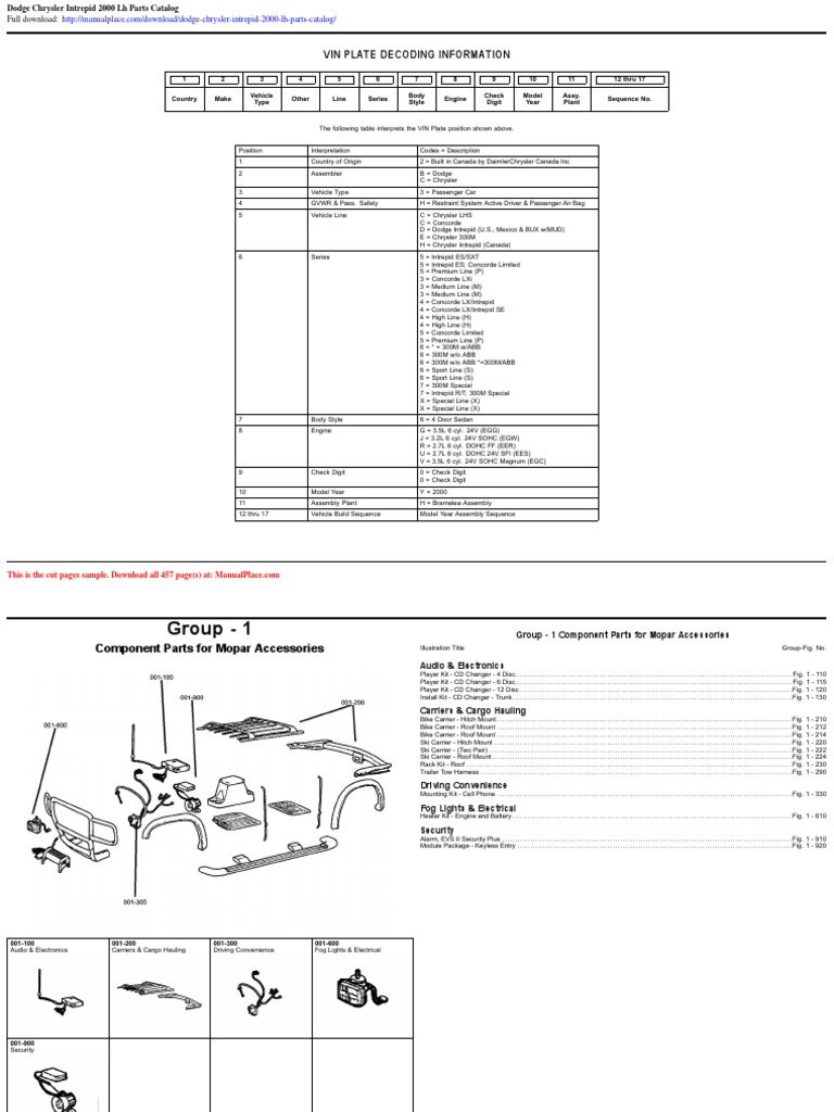 Dodge Chrysler Intrepid 2000 LH Parts Catalog | PDF | Chrysler | Dodge