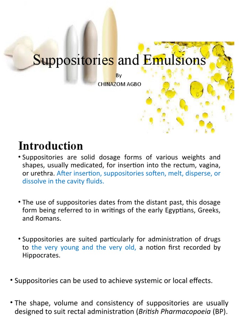 Suppositories J Powders J Granules (Autosaved) | PDF | Emulsion | Surfactant