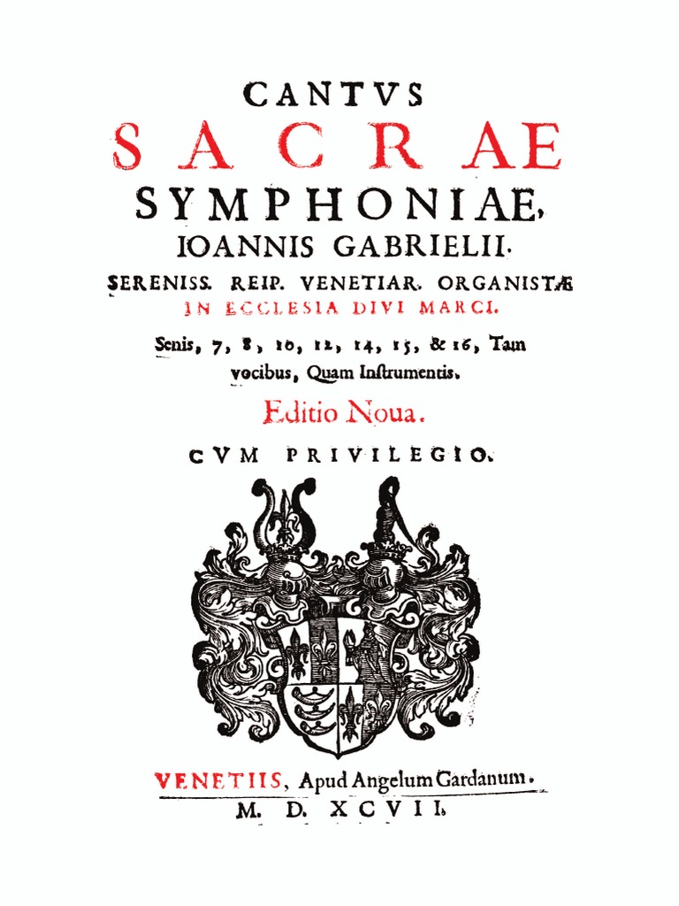 Giovanni Gabrieli - Sacrae Symphoniae 1597 - Cantus | PDF