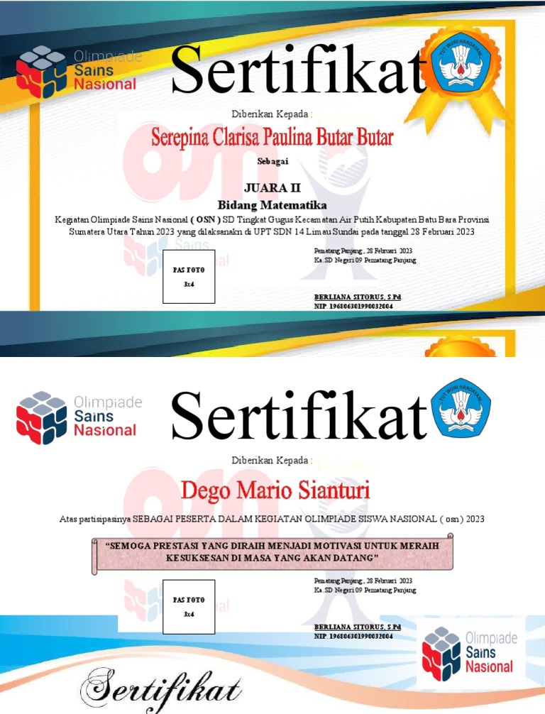 Sertifikat OSN | PDF