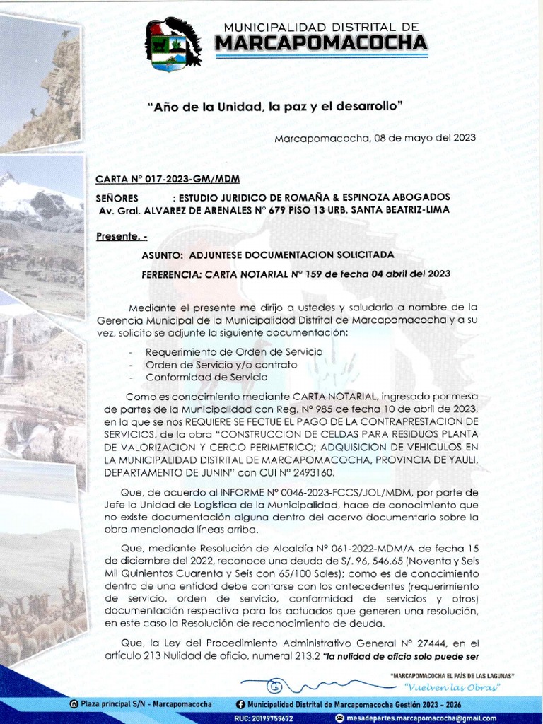Carta #017-2023-GM-MDM | PDF