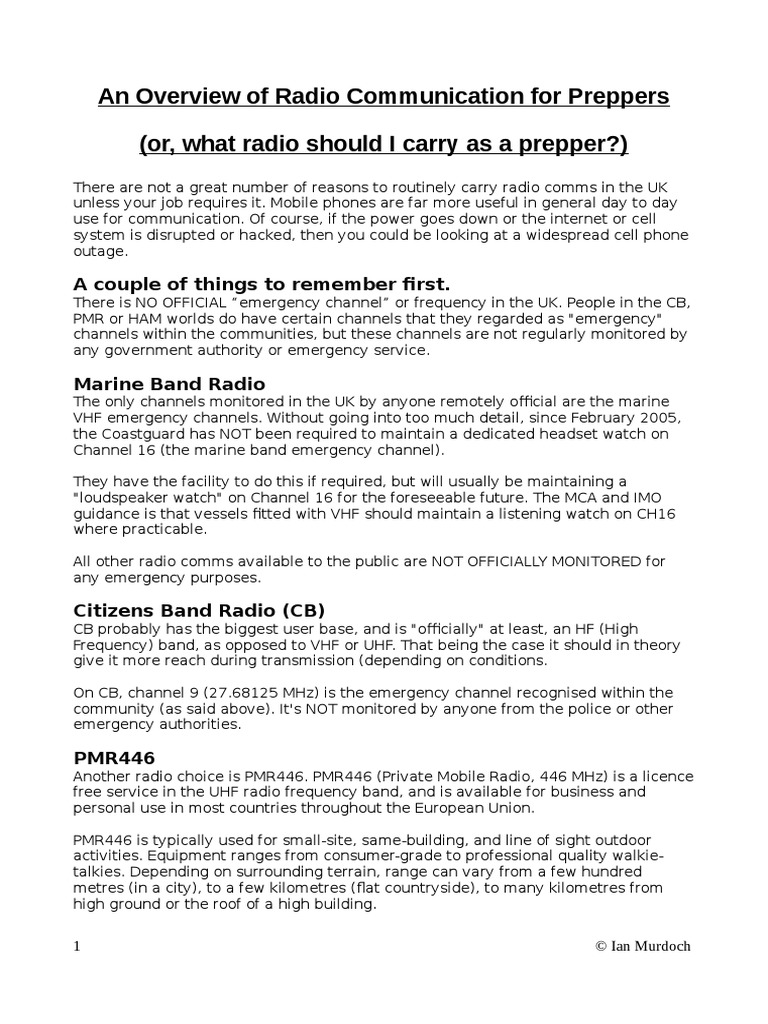 Radio Comms For Preppers | PDF