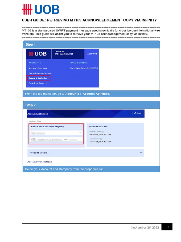Retrieve MT103 Acknowledgement Copy Guide | PDF | Finance & Money ...