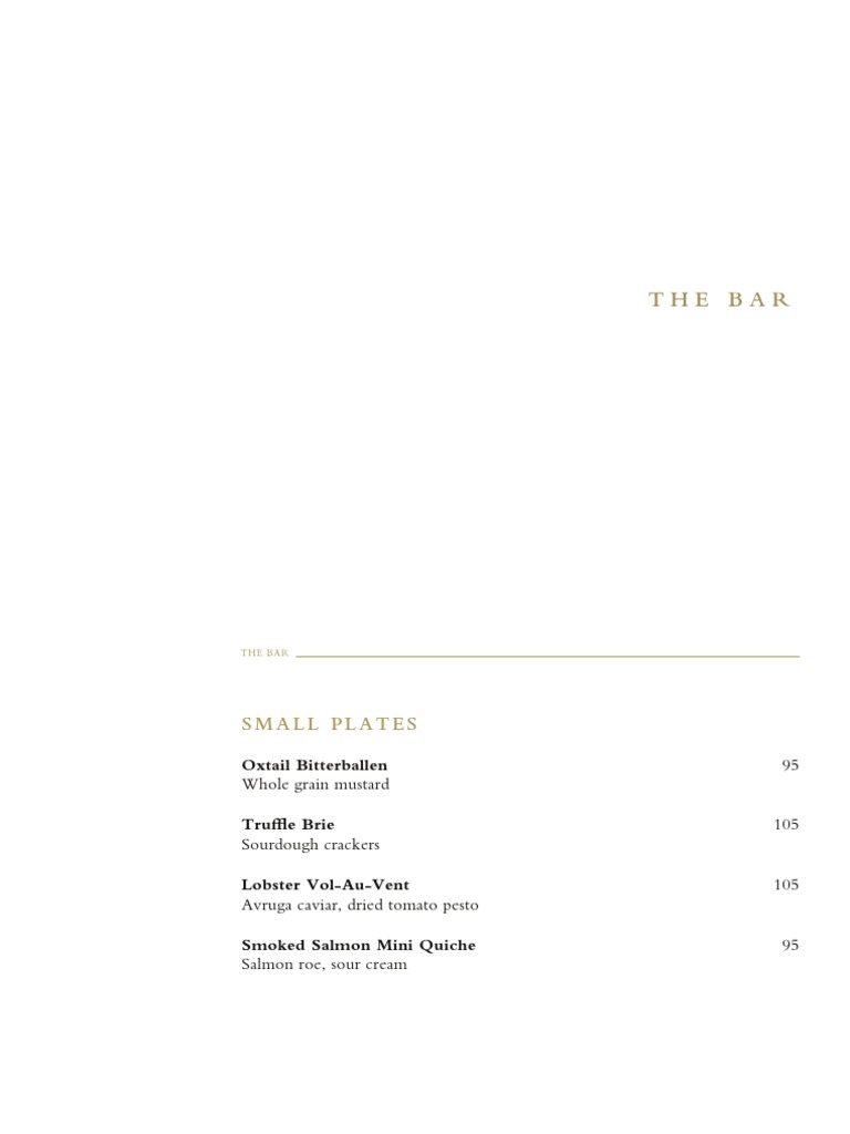 The Bar Small Plates Menu | PDF