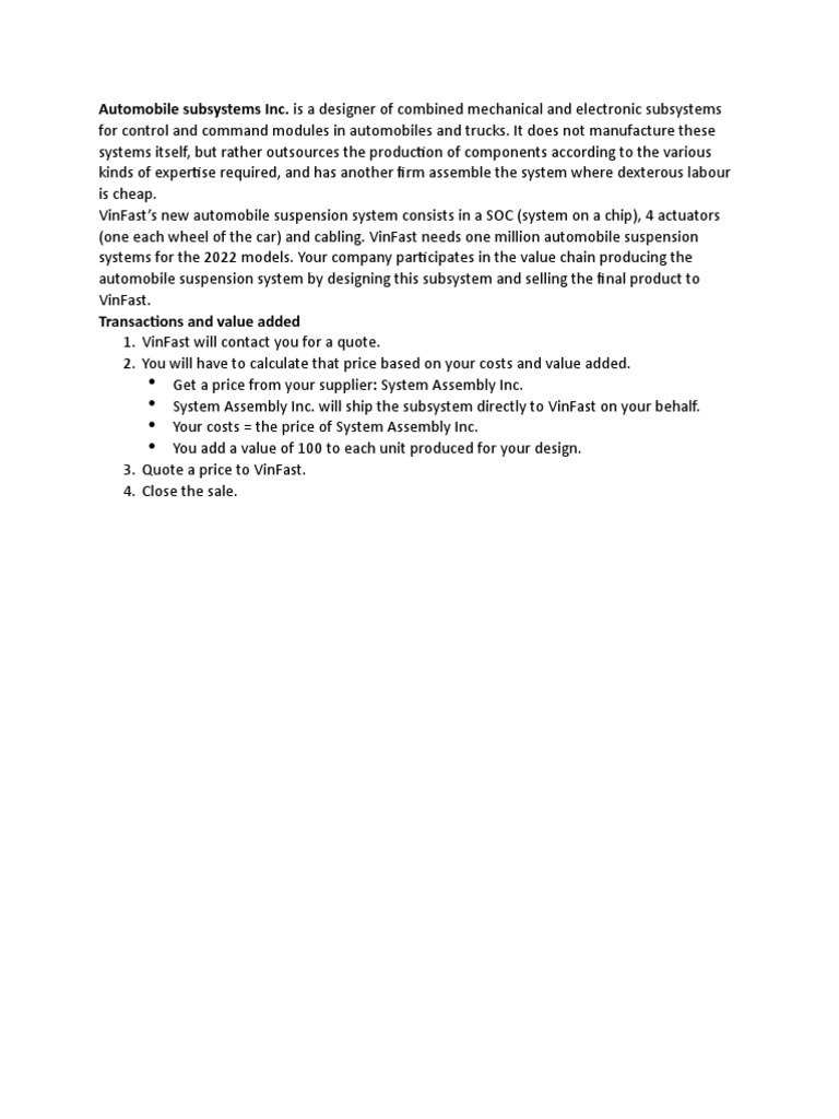 Automobile Subsystems Inc. | PDF