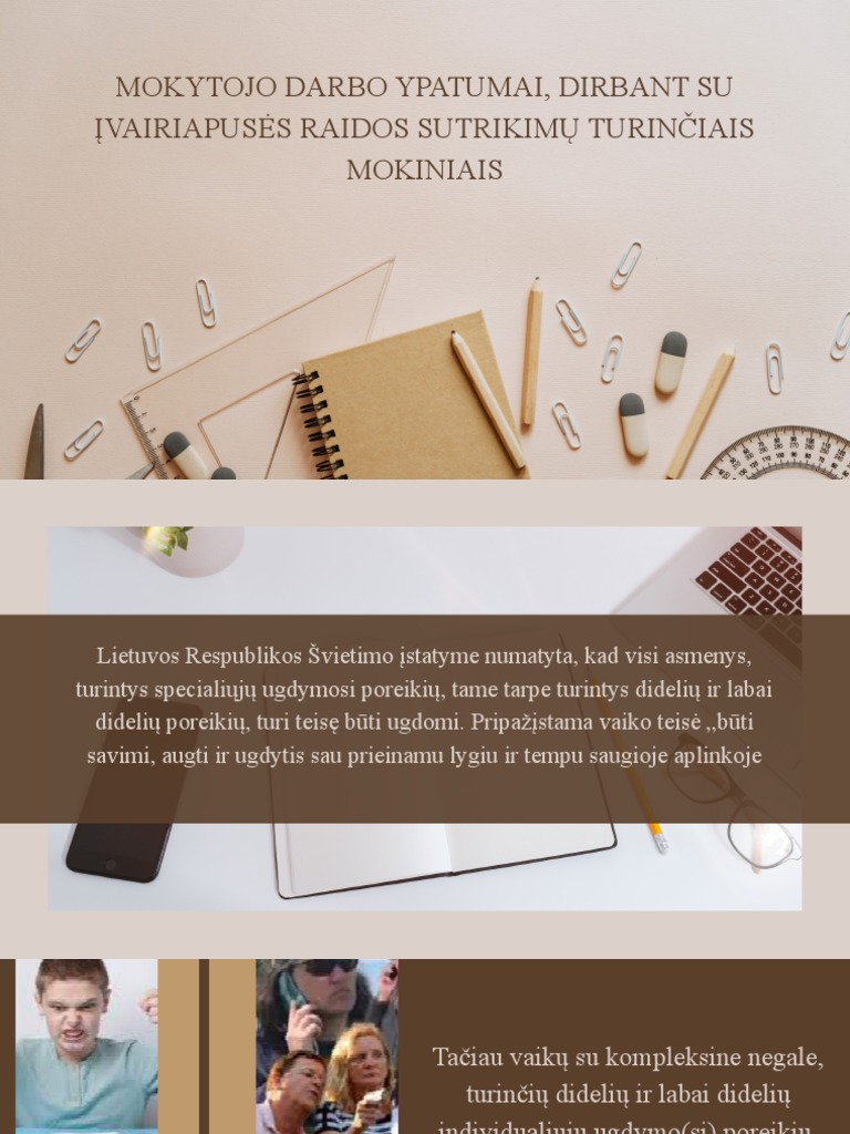 Mokytojo Darbo Ypatumai, Dirbant Su Ivairiapuses Raidos Sutrikimu Turinciais Mokiniais | PDF