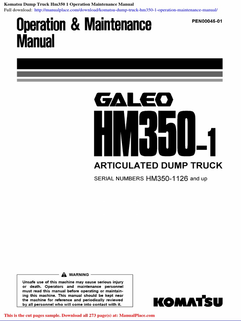 Komatsu Dump Truck Hm350 1 Operation Maintenance Manual | PDF | Safety | Information