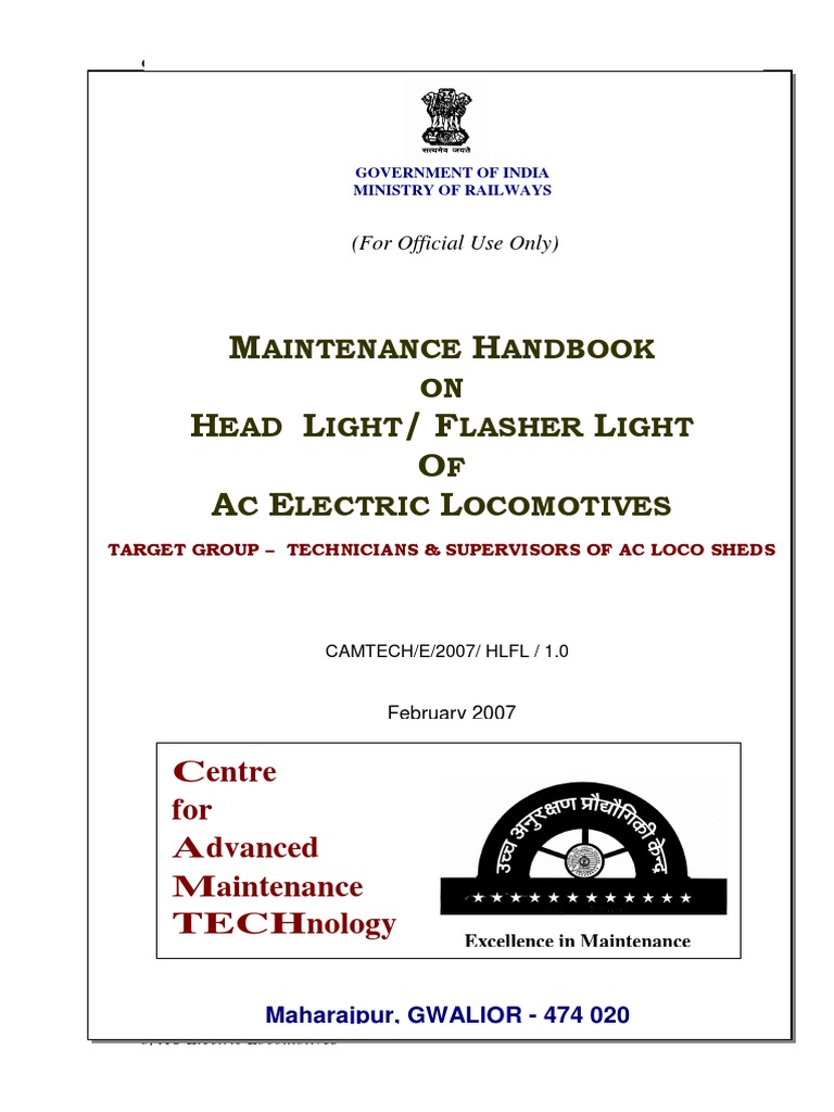 Maintenance handbook on Head light-Flasher light of AC electric ...
