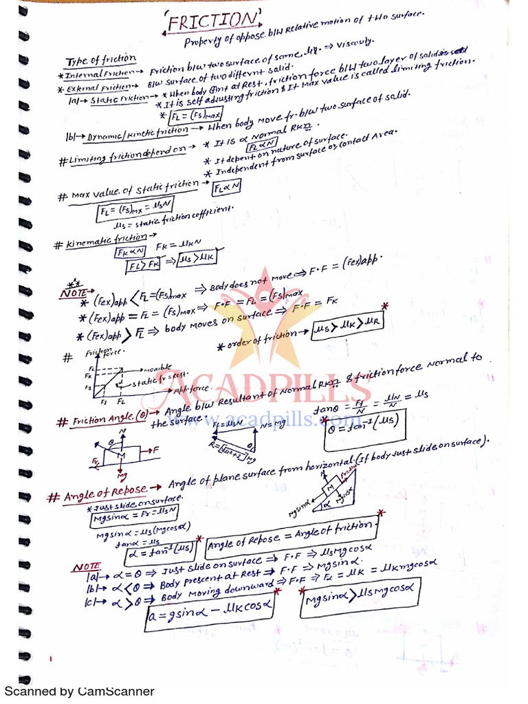 Friction Handwritten Notes | PDF