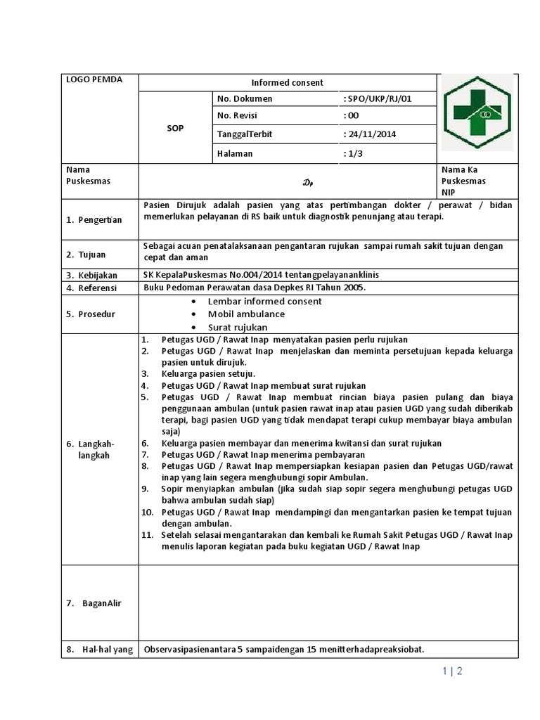 Contoh SOP Rujukan | PDF