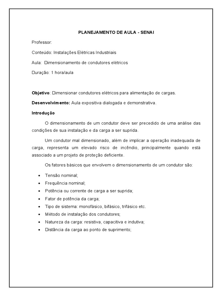 Planejamento de Aula - Senai | PDF | Tecnologia e Engenharia