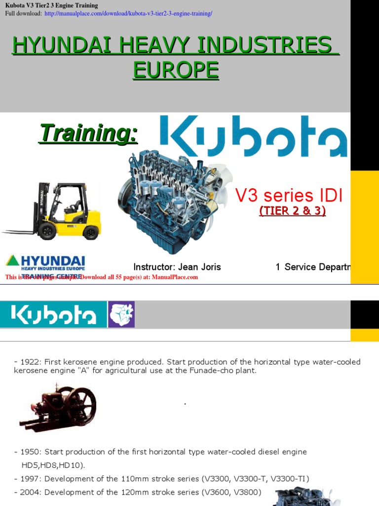 Kubota v3 Tier2 3 Engine Training | PDF