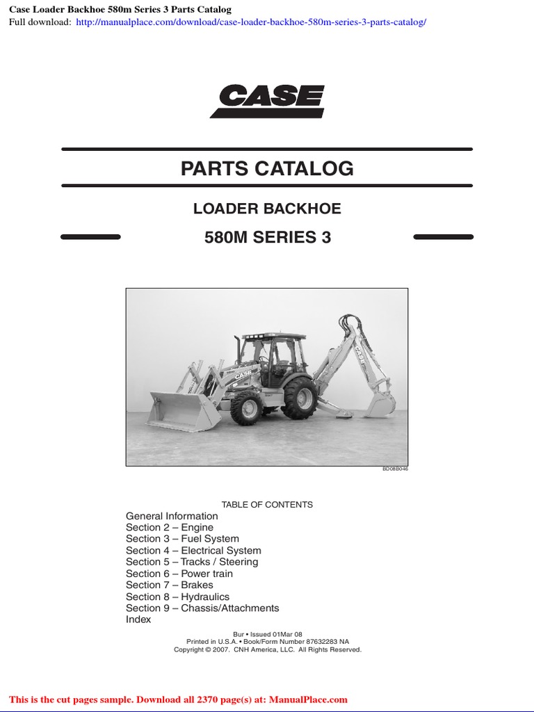 Case Loader Backhoe 580m Series 3 Parts Catalog | PDF