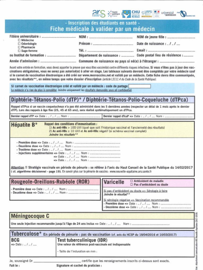 fiche-medicale-2017-2018 | PDF