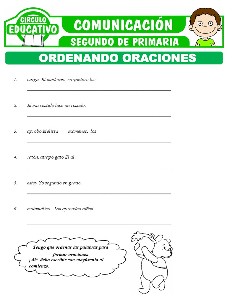 Ordenando Oraciones para Niños | PDF