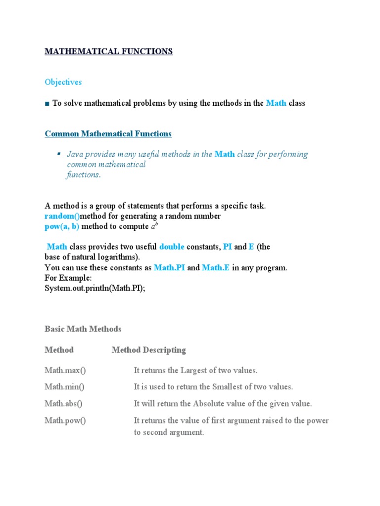 Math Functions | PDF