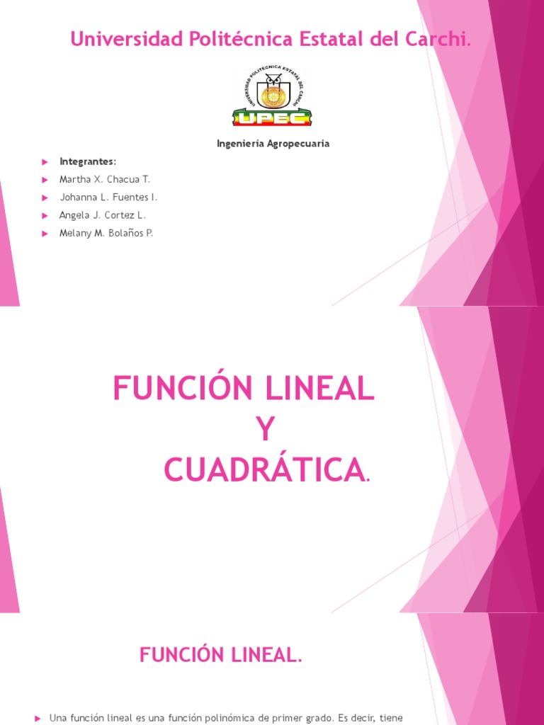 FUNCION LINEAL Y CUADRATICA. Nuevo | PDF | Ecuación cuadrática | Pendiente