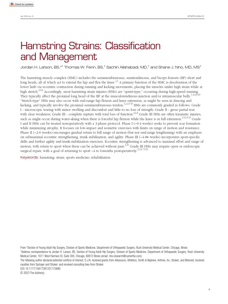 Hamstring Strains. Classification and Management | PDF | Anatomical Terms Of Motion | Limbs ...