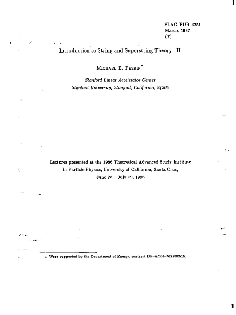 Introduction To Super String Theory by Peskin | PDF | String Theory ...