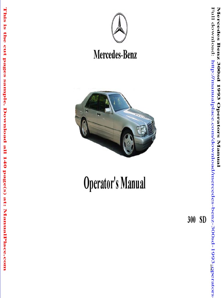 Mercedes Benz 300sd 1993 Operators Manual | PDF | Mercedes Benz | Trunk ...