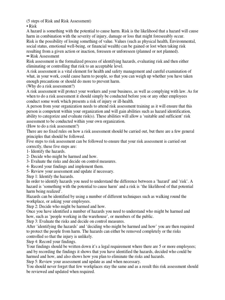 (5 Steps of Risk and Risk Assessment | PDF | Risk | Risk Assessment