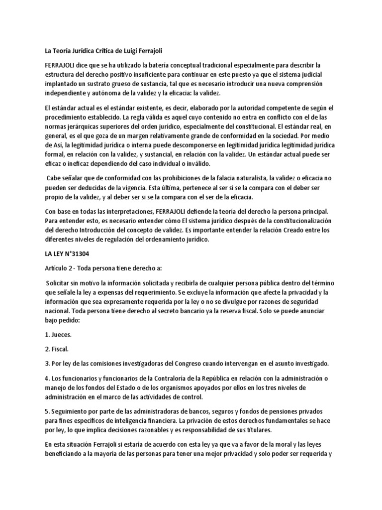 La Teoría Jurídica Crítica de Luigi Ferrajoli | PDF