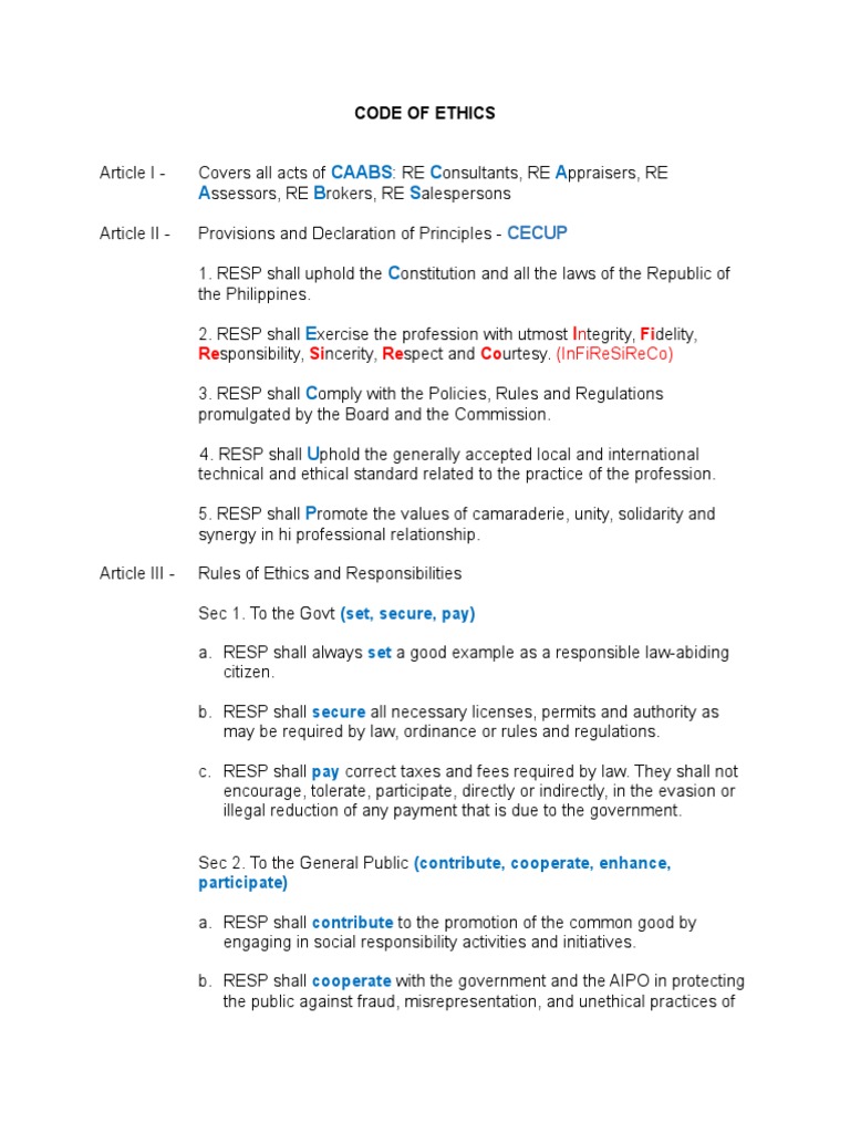 CODE OF ETHICS Reviewer | PDF