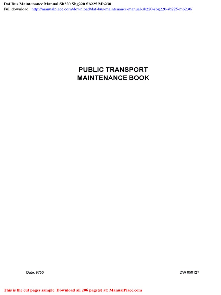 Daf Bus Maintenance Manual Sb220 Sbg220 Sb225 Mb230 | PDF | Mechanical ...
