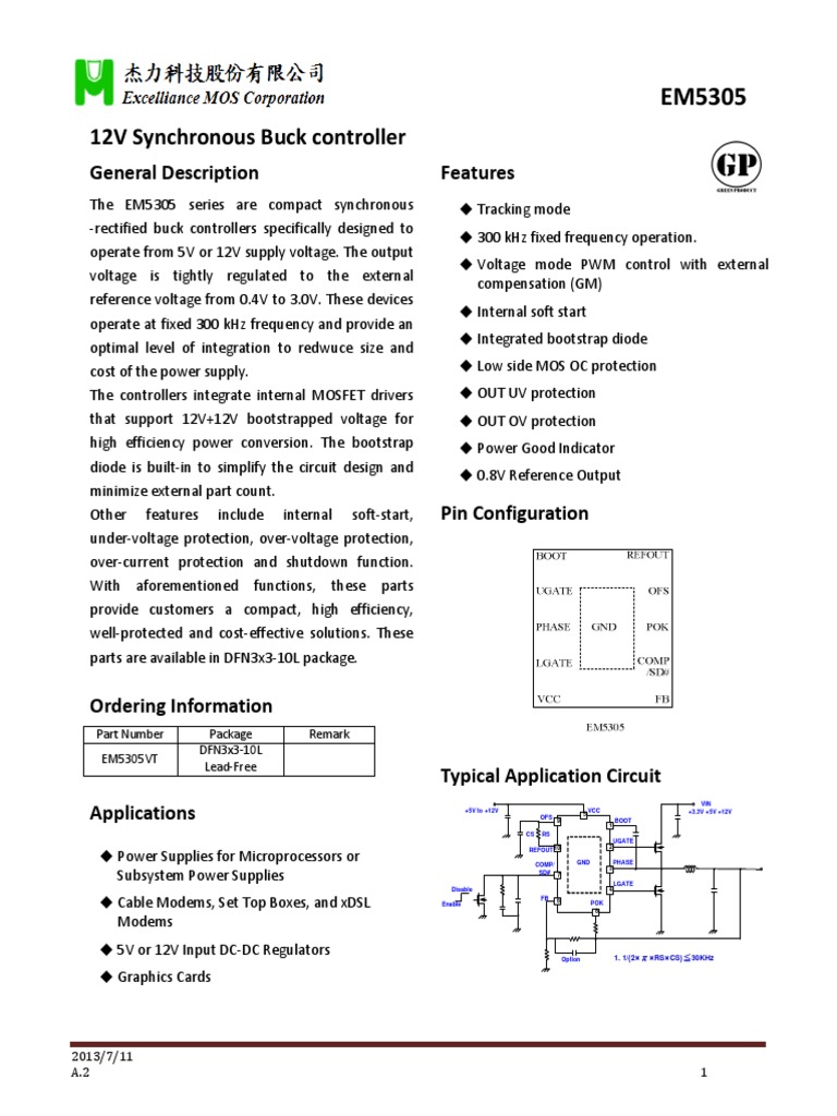 EM5305 | PDF | Mosfet | Capacitor