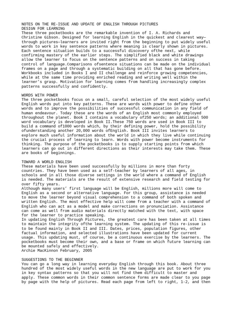 English Through Pictures 1 | PDF | English Language | Vocabulary