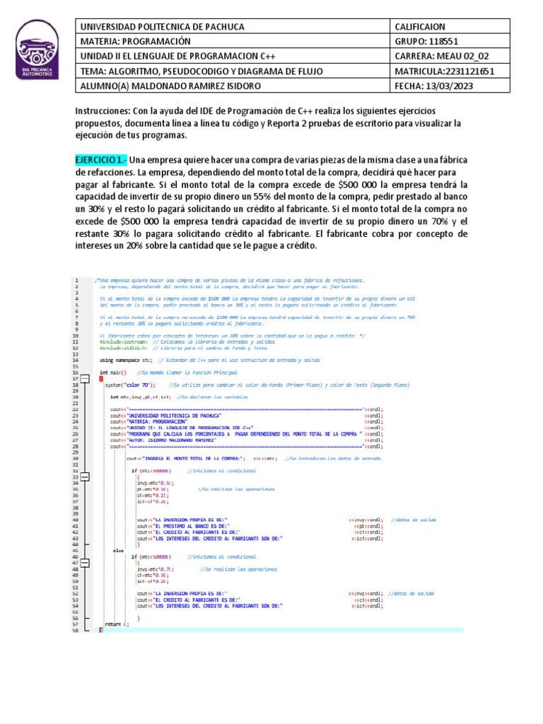 Condicionales - Maldonado Isidoro | PDF | Programación de computadoras | Algoritmos