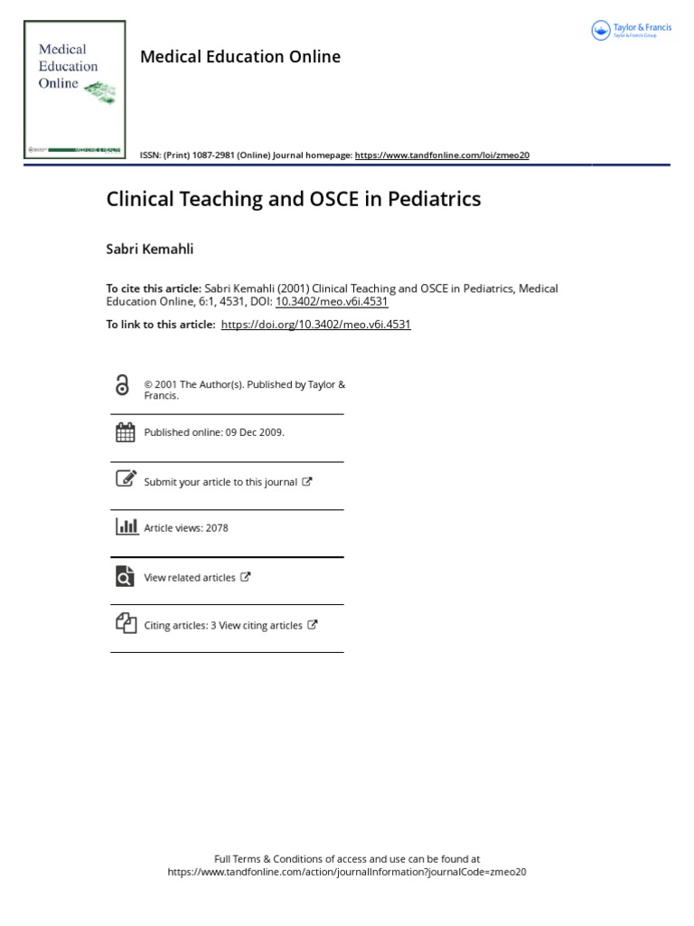 Clinical Teaching and OSCE in Pediatrics | PDF | Medical School ...
