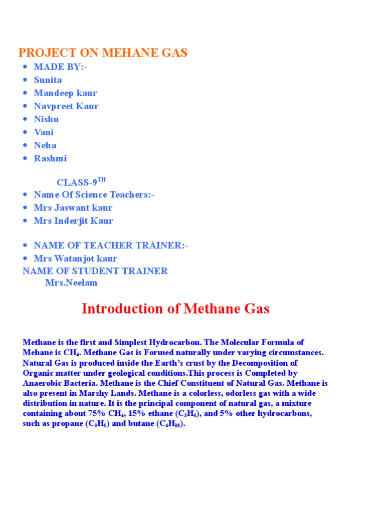 Methane Gas Project Overview | PDF | Home & Garden