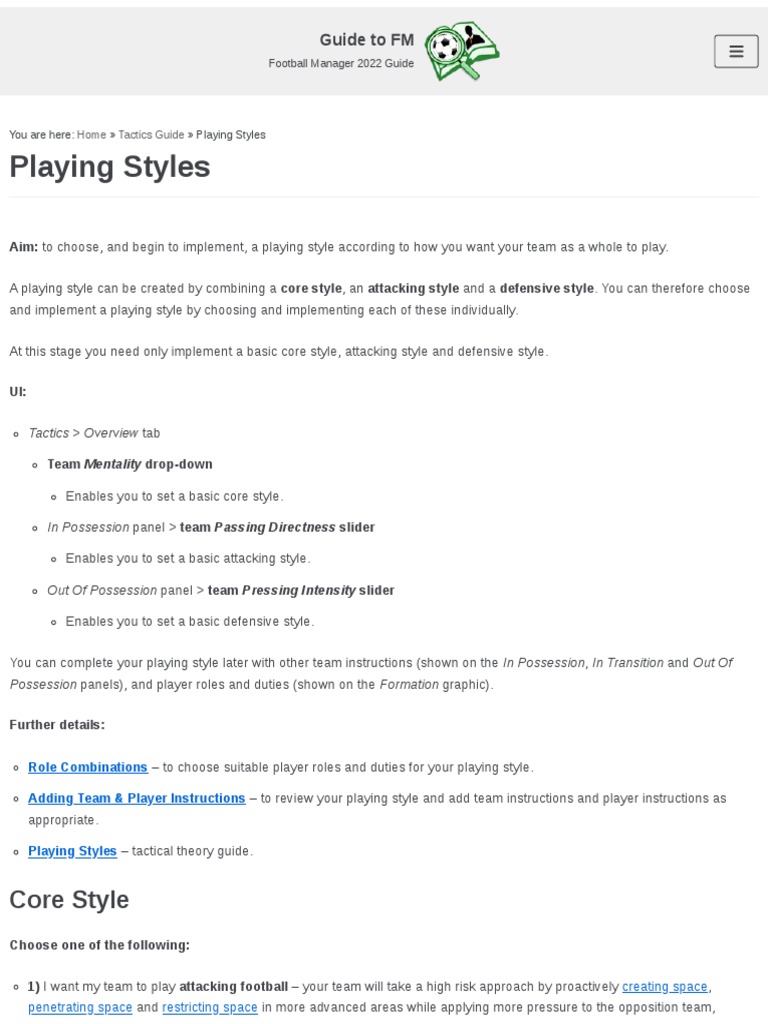 Playing Styles: Core Style | PDF