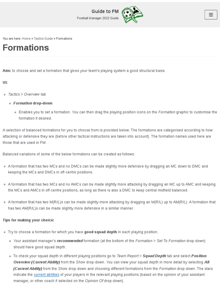 Formations: Guide To FM | PDF