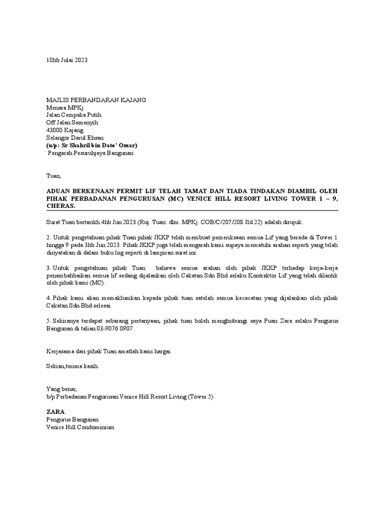 Operasi Lif Di Venice Hill | PDF