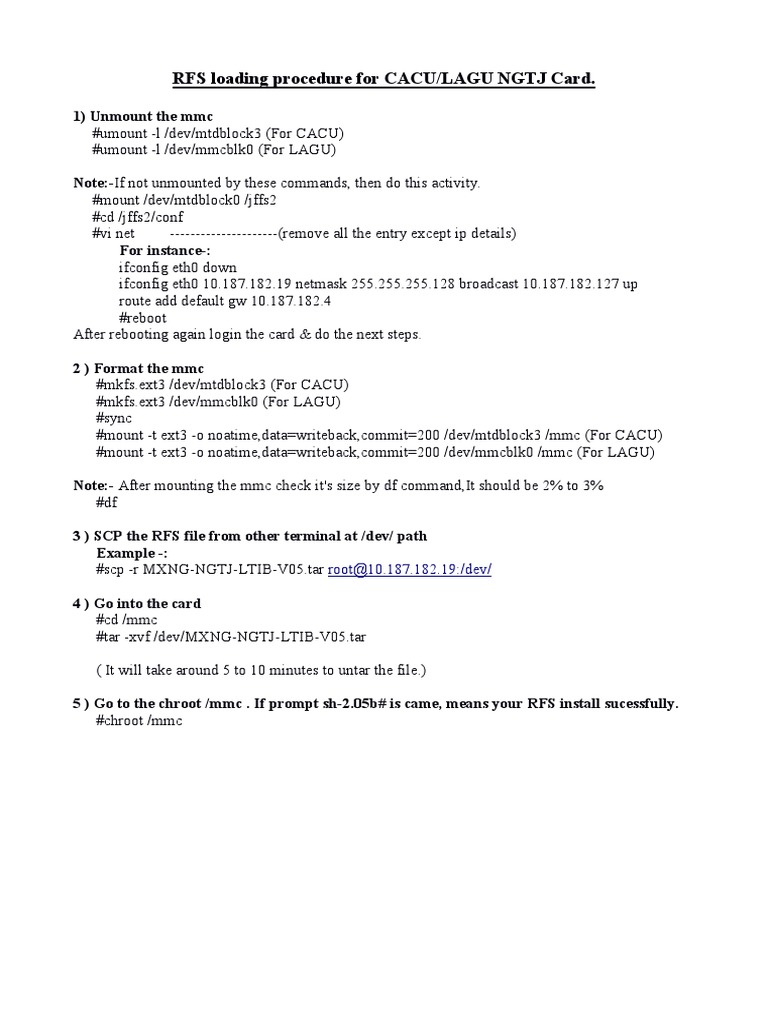 RFS Installation | PDF