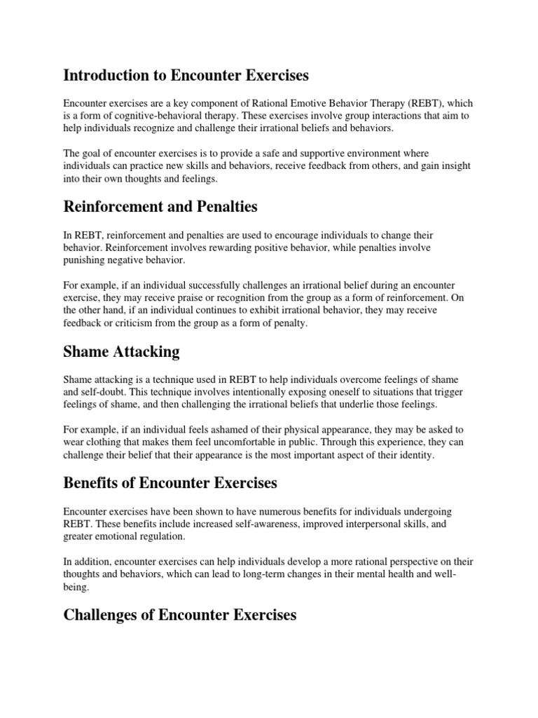 Introduction To Encounter Exercises | PDF