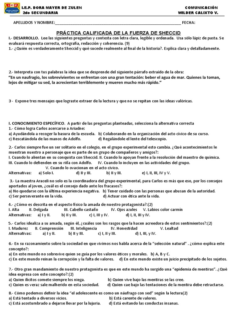 4to - La Fuerza de Sheccid - Practica (08 - 06) | PDF