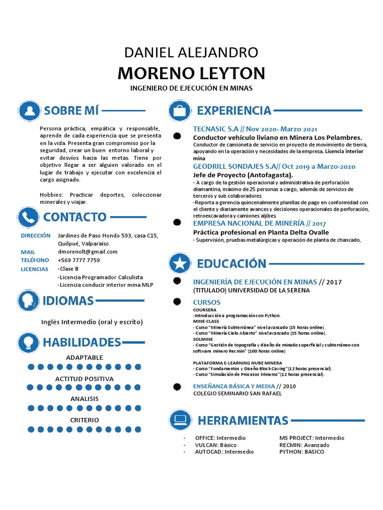 Ingeniero en Minas con Licencias y Experiencia | PDF | Minería