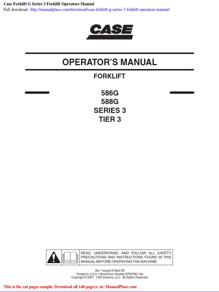 Case Forklift G Series 3 Forklift Operators Manual | PDF | Forklift | Axle