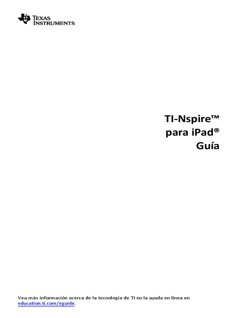 Ti Nspire Ipad App Guidebook Pdf