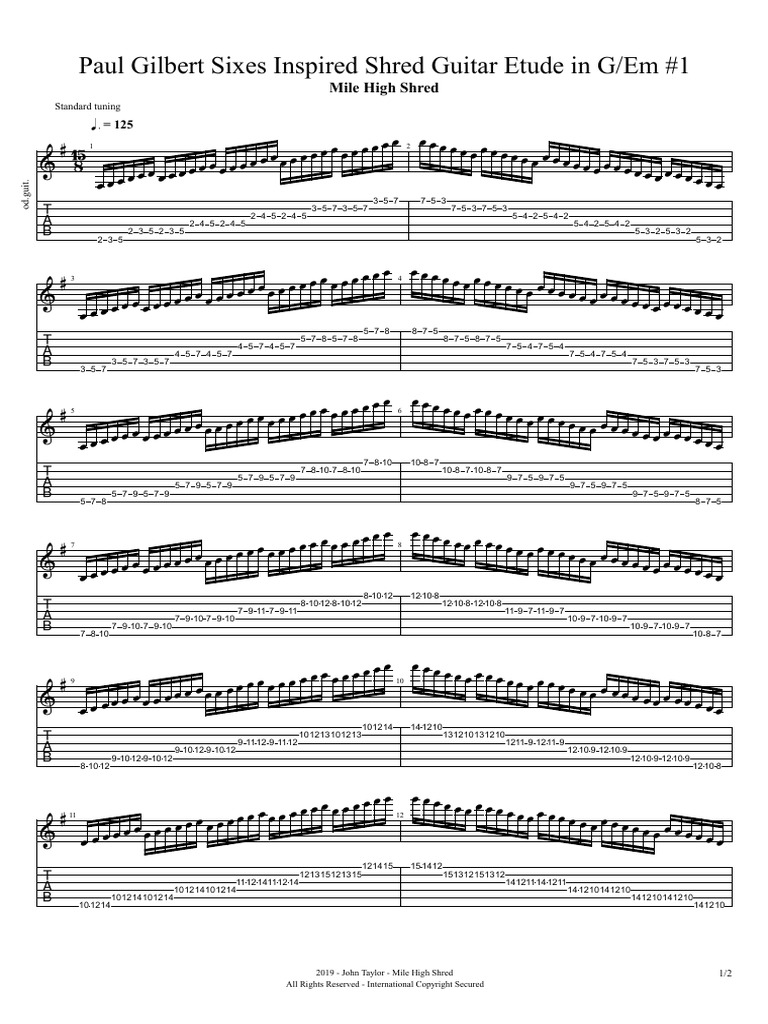 Paul Gilbert Sixes Inspired Shred Guitar | PDF | Music Theory | String Instruments