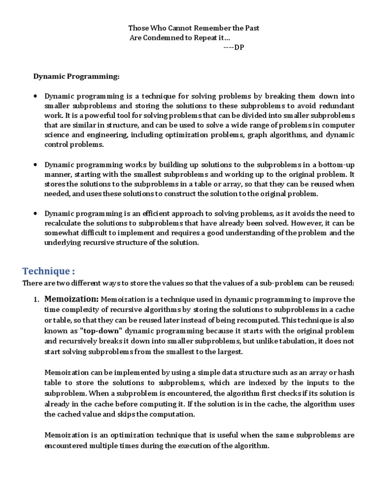 Dynamic Programming (LCS, FS) | PDF