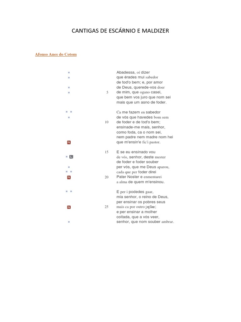 Cantigas de Escárnio e Maldizer | PDF