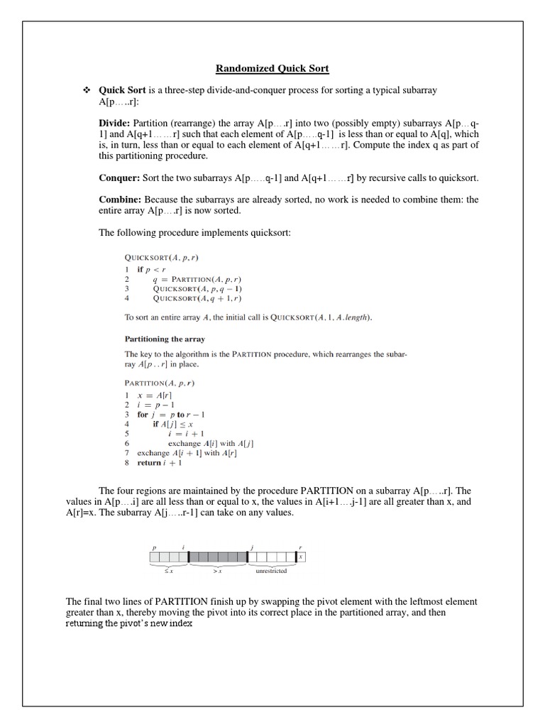 Randomized Quick Sort | PDF | Computer Science | Computing Randomized Quick Sort | PDF | Computer Science | Computing