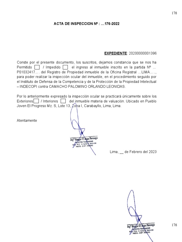 Acta de Inspeccion Nº: 176-2022 | PDF | Business